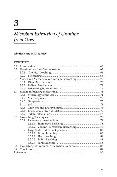 Pdf Microbial Extraction Of Uranium From Ores