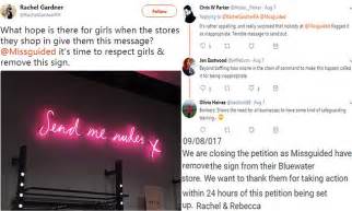 Missguided Removes Offensive Send Me Nudes Sign Daily Mail Online