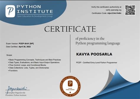 Kavya Poosarla On Linkedin Completed Python Entry Level Programmer