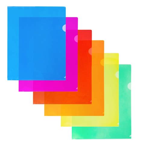 Dunwell Clear Plastic Folder Sleeves 12 Pack Assorted Colors Acid
