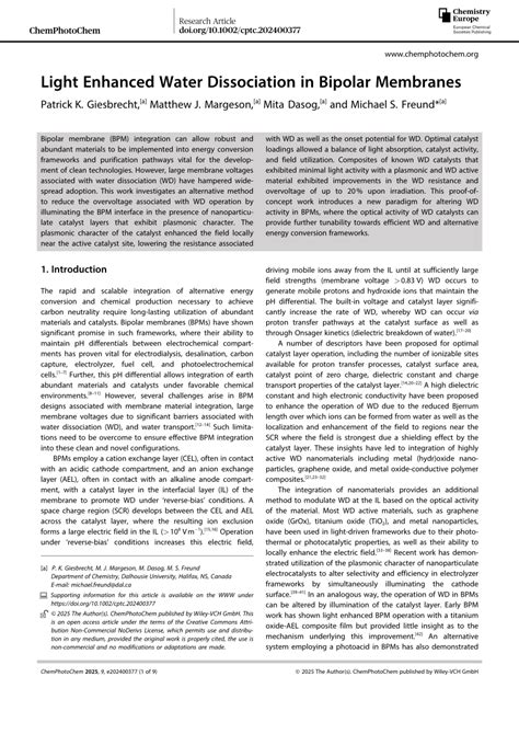 Pdf Light Enhanced Water Dissociation In Bipolar Membranes