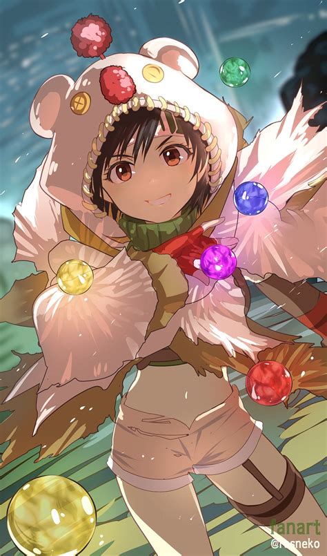 Yuffie Kisaragi And Moogle Final Fantasy And 2 More Drawn By Rasneko