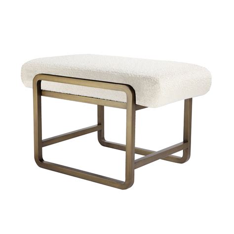 Save 24 • Cole 16 Luxe Brushed Brass Stool With Ivory Boucle Cushion • Spoken