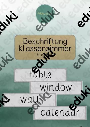 Beschriftung Klassenzimmer Englisch Unterrichtsmaterial Im Fach
