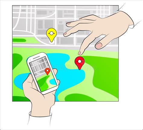 Hands Holding Mobile With Gps Stock Vector Illustration Of Navigation Device 75433665