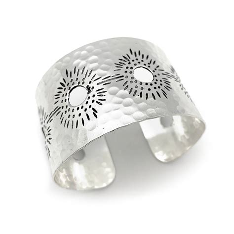 Silver Plated Sunburst Cuff Bracelet