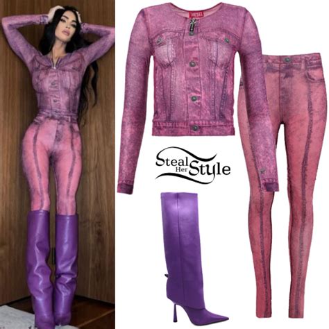 Megan Fox Pink Denim Top And Leggings Steal Her Style