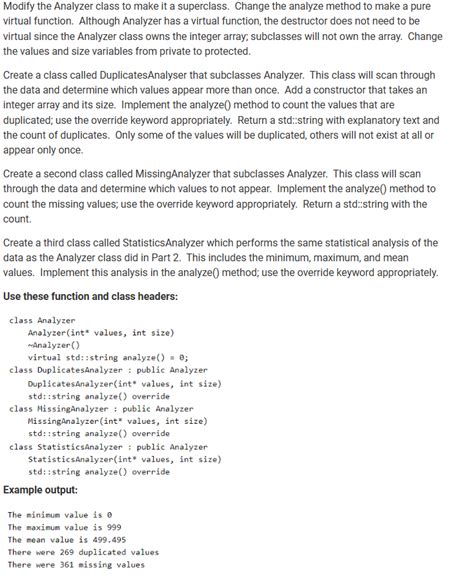 Solved Modify The Analyzer Class To Make It A Superclas