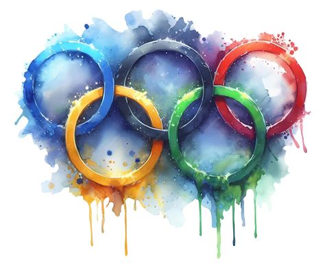 Abstract Watercolor Drawing Of Olympic Rings Premium Ai Generated Image