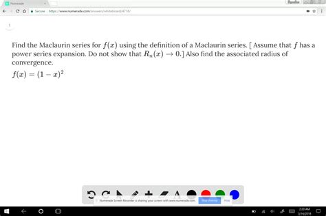 Find The Maclaurin Series For F X Using The Definition Of A Maclaurin Series [ Assume That F