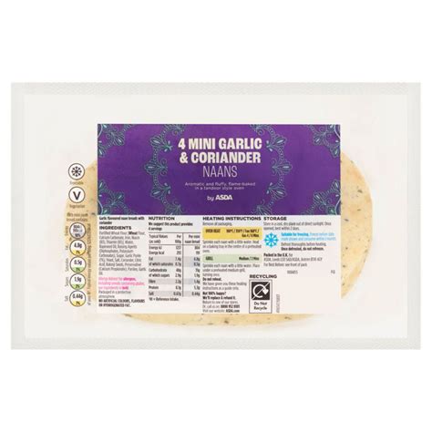 Asda 4 Mini Garlic And Coriander Naan Bread Mcgrocer