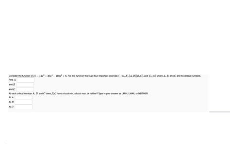 Solved Consider The Function Fx12x530x1−160x36 For