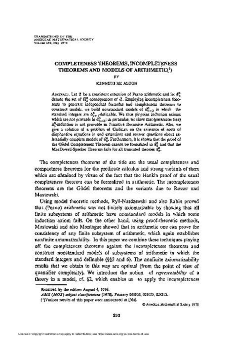 Pdf Completeness Theorems Incompleteness Theorems And Models Of