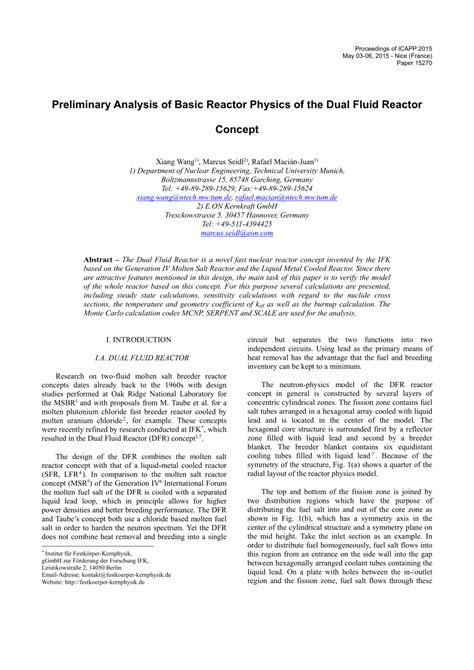 Pdf Preliminary Analysis Of Basic Reactor Physics Of The Dual Fluid Reactor Concept