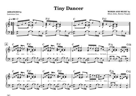 Tiny Dancer Arr Lawrence Luo By Elton John Sheet Music For Piano