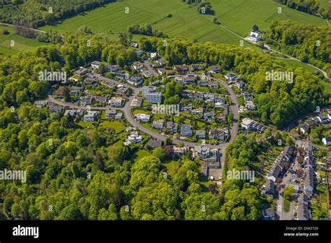 Aerial View Circular Housing Estate Itzelstein In The Forest Area Nature Reserve Derkerstein