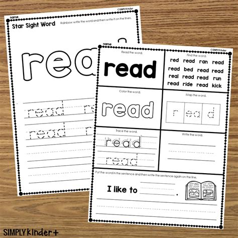 Read Sight Word Printable Activities Simply Kinder Printable