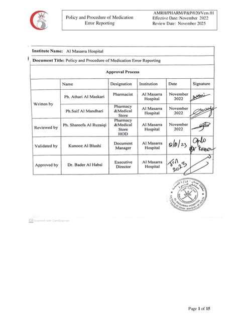 Fillable Online Policy And Procedure Of Medication Error Reporting Fax