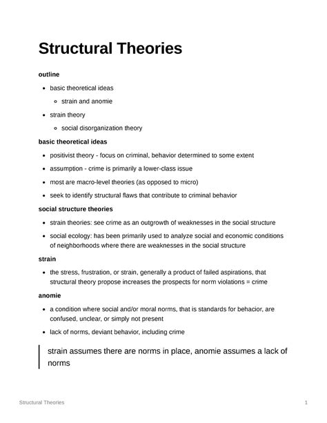 Structural Theories Structural Theories Outline Basic Theoretical