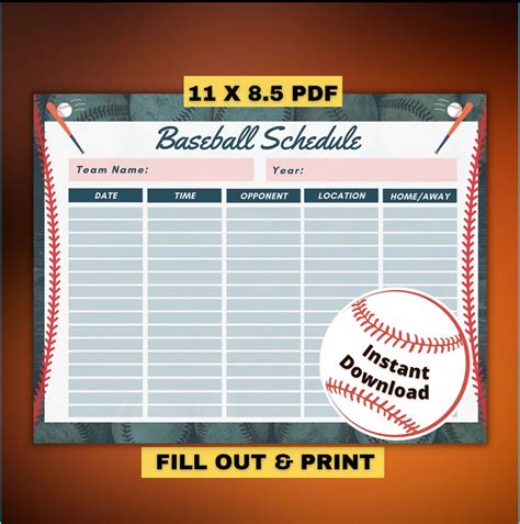 Editable Baseball Schedule Template Team Games Team Names Schedule Template