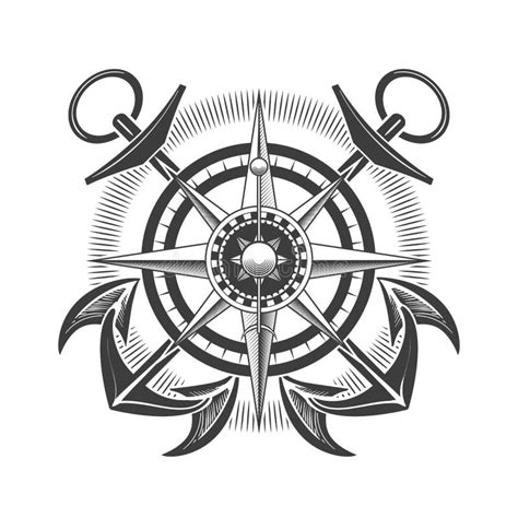Retro Compass Nautical Emblem Stock Vector Illustration Of Stormy