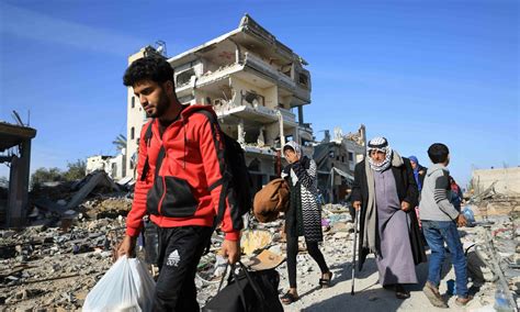 تصاویر جنگ بندی کے پہلے روز فلسطینیوں کی غزہ واپسی World Dawn News Urdu