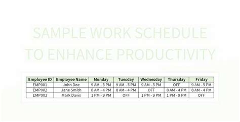 Optimize Productivity With A Sample Work Schedule Excel Template Free