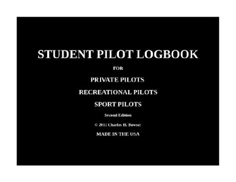 Student Pilot Logbook Charles H Bowser 9780615760957 Abebooks