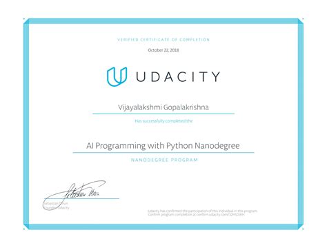 My Machine Learning Certificate From Udacity Ppt