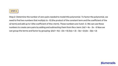 Solved Represent The Quadratic Polynomial 2x2 X 6 Using Algebra Tiles And Determine The