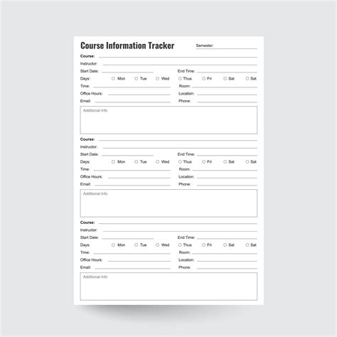 Course Information Trackercourse Plannerstudent Printablestudent