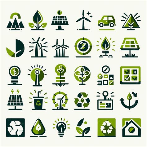 Premium Vector Set Of Sustainability Vector Icons In Flat Style Green