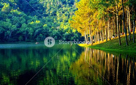Pang Ung Lake And Mountains Thailand Royalty Free Stock Image