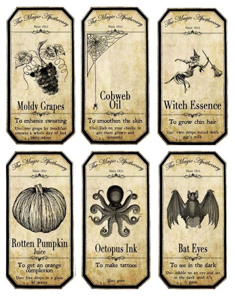 Free Printable Halloween Bottle Labels Vintage 2025