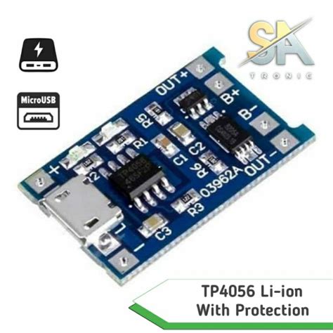 Jual Tp4056 Micro Usb Module Charger 5v 1a Lithium Battery Protection