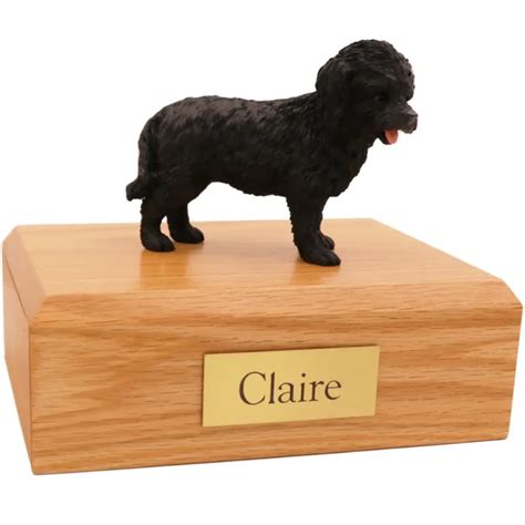 Black Cockapoo Cremation Figurine Urn Wwooden Storage Box