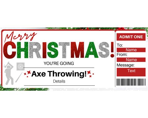Christmas Axe Throwing T Ticket Template Printed Smile Shop