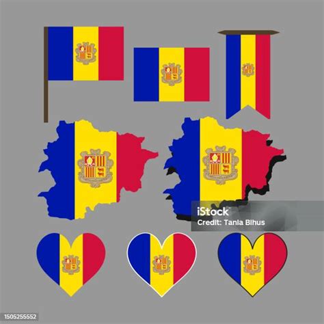 Vetores De Andorra Mapa E Bandeira De Andorra Ilustração Vetorial E