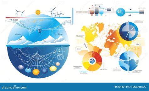 Informative Ocean And Wind Energy Diagram Stock Illustration
