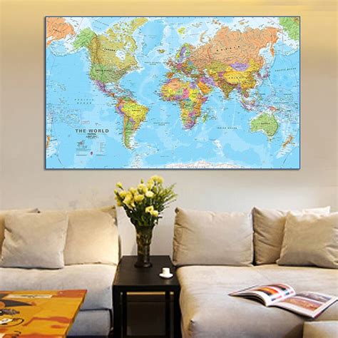 15090cm World Wall Map Detailed Poster Non Woven Grandado