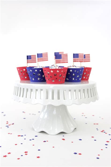 4th Of July Star Cupcake Wrappers Polka Dotted Blue Jay