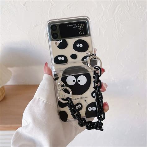 Cute Cartoon Smile Flower Wrist Chain Case For ZFlip 3 5 Bracket Pearl Bracelet Cover For