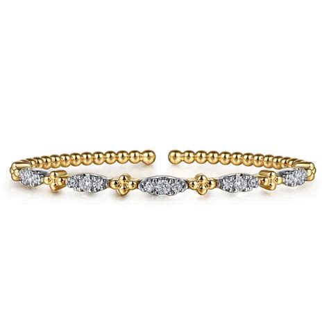 Gabriel And Co 14k White Yellow Gold Bujukan Beads And Diamond Station