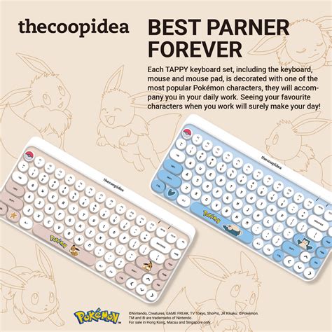 Thecoopidea Pokémon Tappy Wireless Keyboard And Mouse Set Pikachu Eevee