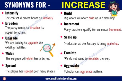 Increase Synonym List Of 20 Useful Synonyms For The Word Increase