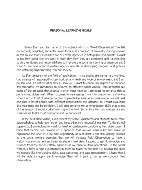 Personal Learning Goals Pdf