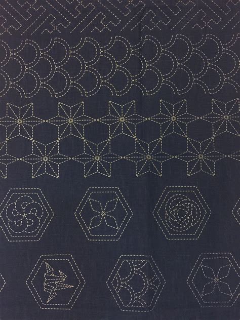 Sashiko Panel Sampler With Crests Preprinted Washout Fabric Hm 21 Etsy