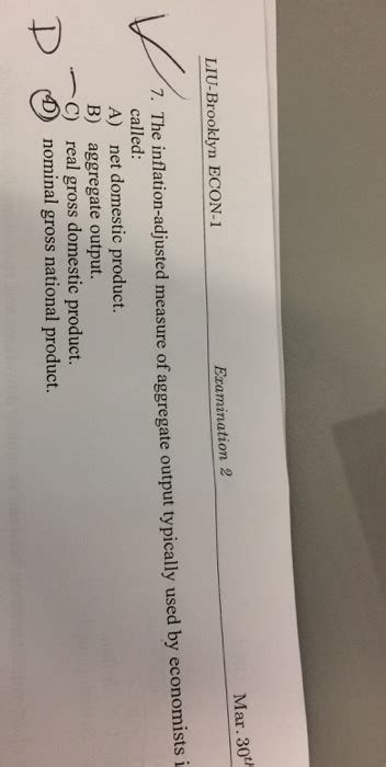 Solved The Inflation Adjusted Measure Of Aggregate Output