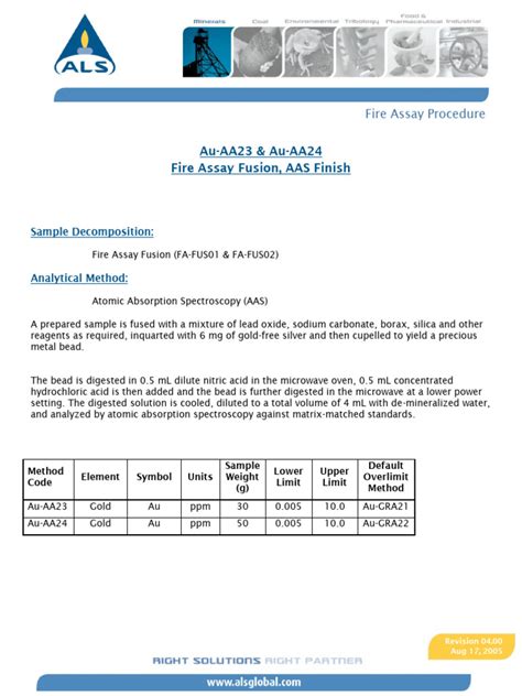 Fire Assay Sample 14 05 2024 Pdf