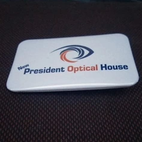 White Blue And Red Printed Rectangular Pin Button Badge For